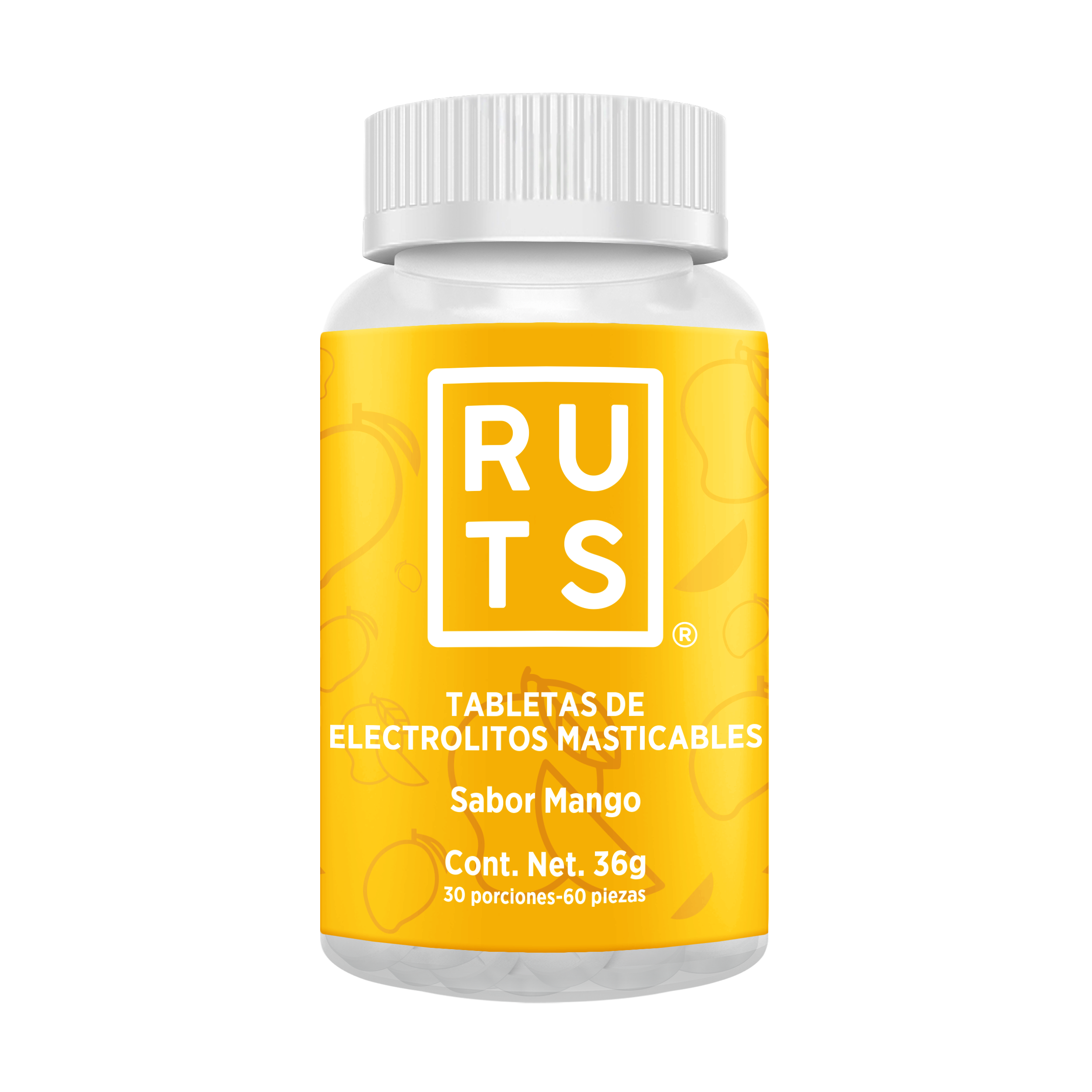 Electrolitos Masticables sabor Mango | Frasco con 60 tabletas (30 dosi ...
